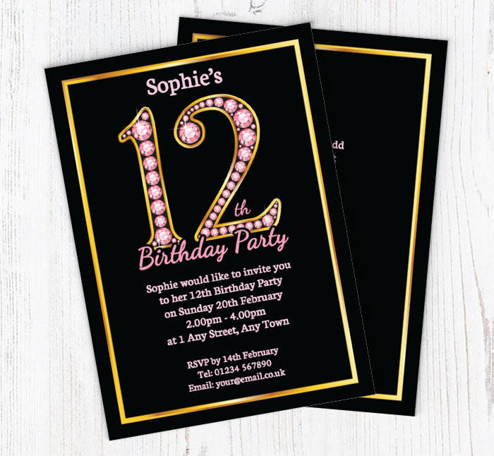12 Birthday Outline Invitation 12th Birthday Invitations & Invitation